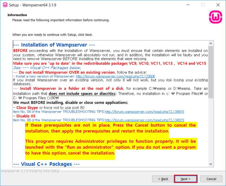 Instructions For Installing And Configuring The Wamp Server