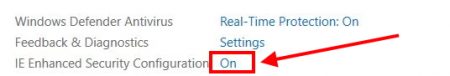 Disable Enhanced Security in Internet Explorer on Windows Server 2019