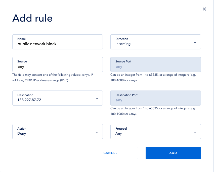 How to create private LAN via Serverspace client area