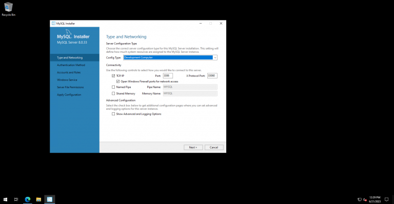 Install Mysql Windows Server