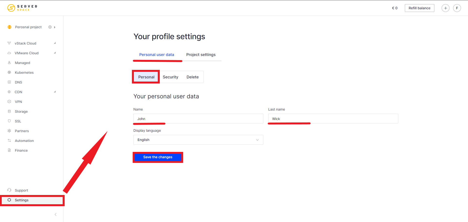 How to sign up in the Serverspace control panel?