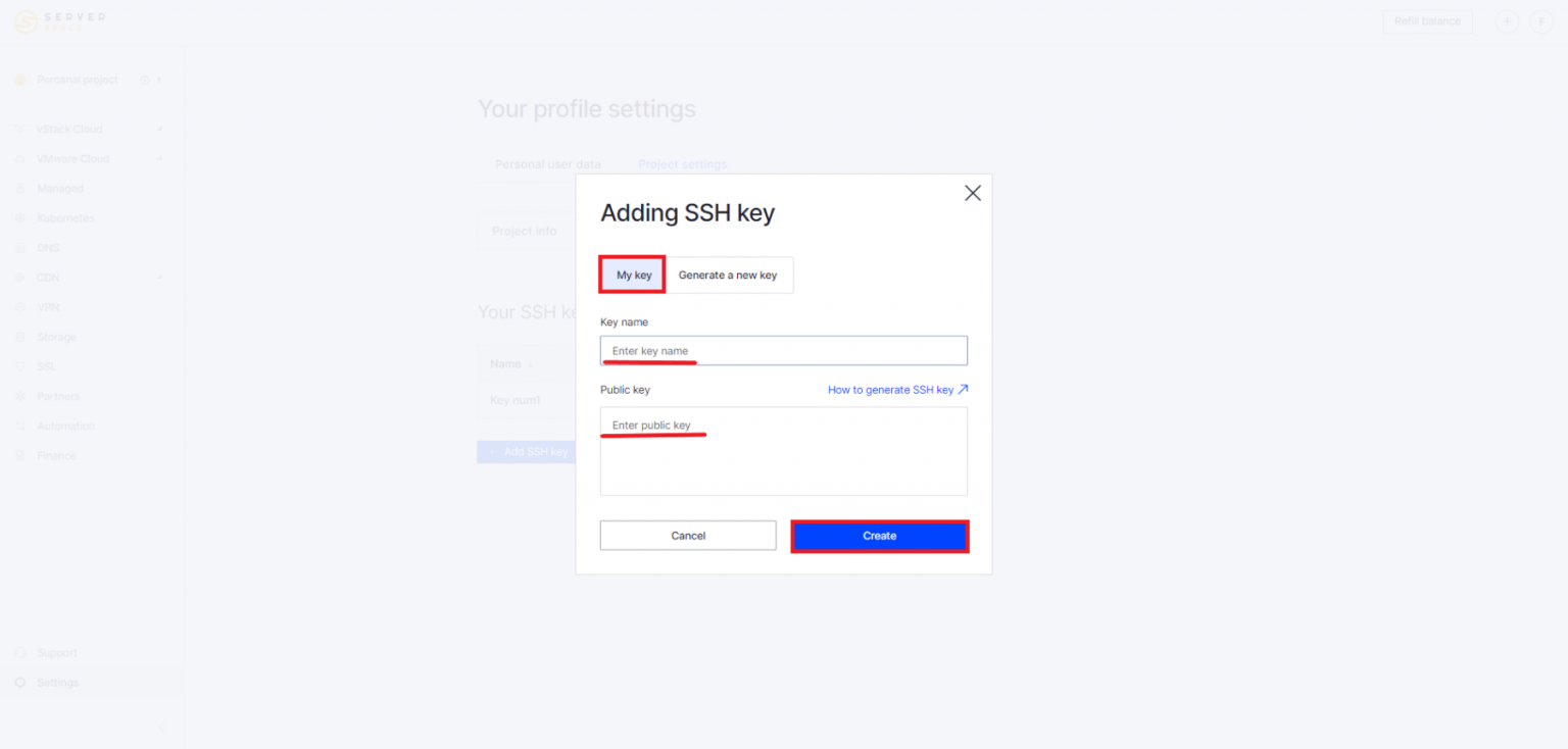 How To Create Ssh Key In Serverspace Control Panel Serverspace Tutorials
